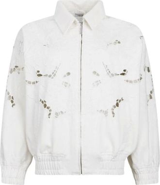Liu Jo Femme, Vestes, Blanc, Taille: 38 FR Veste avec broderie ajour&eacute;e