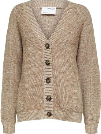 Selected Damen Slfsira Ls Knit Cardigan B Noos, Tannin/Detail:melange, XL