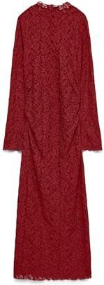 Vero Moda Vero Moda Vmtalula Ls Lace Ankle Dress JRS Exp Robe en Dentelle, Biking Red, XS Femmes