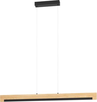 Eglo LED Pendelleuchte Camacho, 1 flammige H&auml;ngelampe dimmbar, H&auml;ngeleuchte aus Stahl, Holz und Kunststoff, Esstischlampe in Schwarz, Natur, Wei&szlig;, Wohnzimm