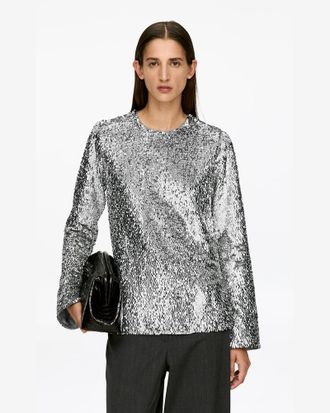 Arket Paillettenoberteil -Grau