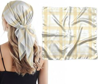 Generic Bandana &agrave; carreaux kaki en soie pour dormir, &eacute;charpe carr&eacute;e pour cheveux de cowboy, Plaid kaki., 24 &times; 24 inch