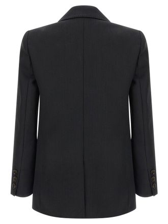 Elisabetta Franchi Double-Breasted Virgin Wool Blazer - Black