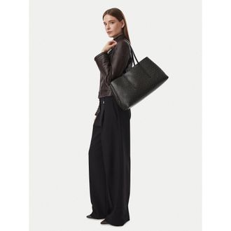Calvin Klein Handtasche Calvin Klein Emblem Aop Medium Work Tote LV04F3786G Schwarz
