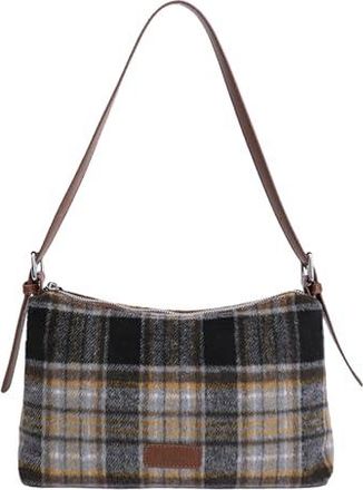 Generic Sac &agrave; bandouli&egrave;re &agrave; carreaux pour femmes, tendance automne, m&eacute;lange laine, fermeture &eacute;clair, fourre-tout vintage, usage quotidien