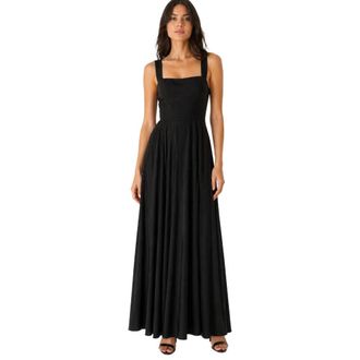 Dolce & Gabbana Langes Kleid mit Tr&auml;gern- seitlichem Rei&szlig;verschluss und Faltenrock - - Dresses - Damen - Schwarzk - 2XS