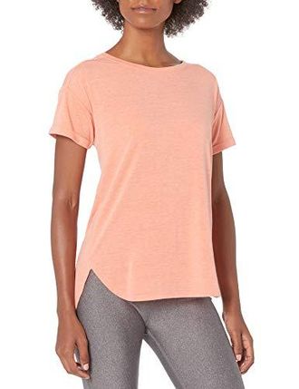 Amazon Essentials T-shirt Léger à Col Rond Coupe Décontractée - couleurs abandonnées Femme, Pêche Vif Chiné, XXL
