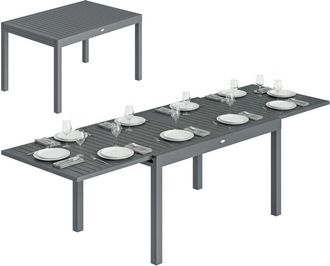 OUTSUNNY Table de jardin extensible - table terrasse - Outsunny - grande capacit&eacute; 6-10 personnes rallonge 135-270cm - aluminium - gris