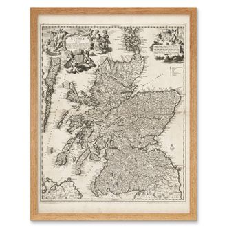 Fine Art Prints Visscher 1689 Bildkarte K&ouml;nigreich Schottland Gerahmter Druck 30x40 cm