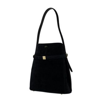 Toteme Womens Belted Calfskin Shoulder Bag Black