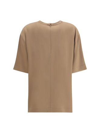 Toteme Womens Satin T-Shirt Latte Viscose T-Shirts & Jerseys