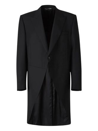 Canali manteau uni en laine &agrave; revers pointus - Noir