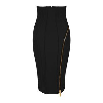Elisabetta Franchi Rock aus technischem Stoff mit Rei&szlig;verschluss - - Skirts - Damen - Schwarzk - L