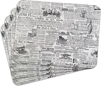 MG Design Set aus 4 Kork-Platzsets - Old Paper - 30 x 40 cm - hitzebest&auml;ndig & abwischbar, mit Korkr&uuml;ckseite