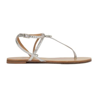 Kazar Silberne gepr&auml;gte Ledersandalen - - Shoes - Damen - Grau - 35 EU