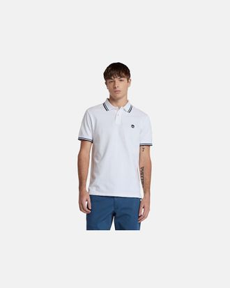 Timberland Kurz&auml;rmeliges Oyster River Poloshirt mit Streifendesign f&uuml;r Herren in Wei&szlig;, Herren, Wei&szlig;, Gr&ouml;&szlig;e