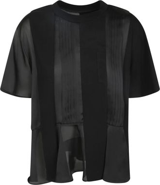 sacai Femme, Blouses et Chemises, Noir, Taille: 40 FR Chemisier Pliss&eacute;