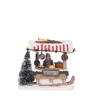 Luville Weihnachtsdorf Miniatur - Kaiserschmarren & Apfelstrudel-Stand - Beleuchteter Ski-Alpen-Marktstand aus Polyresin - Herstellernummer:1084815
