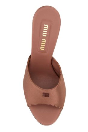 Miu Miu Satin High-Heel Mule Sandal - Brown