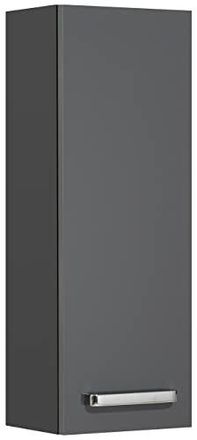 PELIPAL Badezimmer H&auml;ngeschrank Quickset 311 in Anthrazit Glanz, 25 cm breit | Bad Wandschrank mit 1 T&uuml;r und 2 Einlegeb&ouml;den