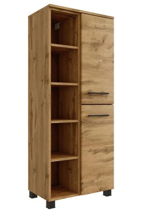 Held Midischrank Held M&ouml;bel Manchester, Eiche, Metall, 6 F&auml;cher, 55x130x35 cm, Made in Germany, h&auml;ngend, stehend, Badezimmer, Badezimmerschr&auml;nke, Midischr&auml;