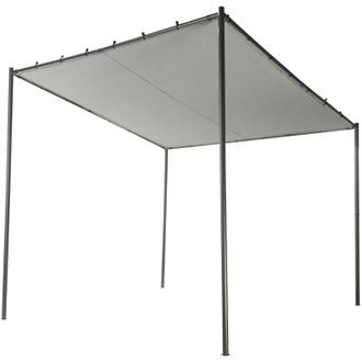 Beliani Beliani - Pergola de Jardin Armature M&eacute;tallique 282 x 294 cm Toile Ombrage Gris Vimino