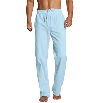 Generic Hose Herren Baggy - Moderne Herren Hose f&uuml;r Freizeit mit gerader Passform praktischen Kordelzugtaschen in voller L&auml;nge