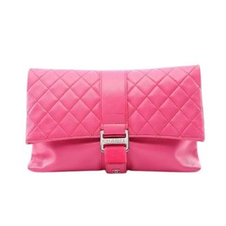 Chanel Sac pochette matelass&eacute; en cuir dagneau Pre-owned - Femme - Pre-owned - Rose - Taille: ONE Size