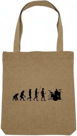 Fabulous Sac Shopping Tote Bag Aspect Lin - Evolution Batterie Rock Musique Instrument Musicien - Sac de Courses Toile Epaisse 360g Beige Naturel Cabas Port&eacute; E