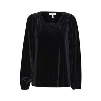 Part Two Chemisier/Tunique &agrave; Manches Longues Velourtop - Femme - Blouses et Chemises - Bleu - Taille: 42 FR