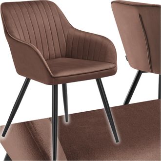 TecTake Samt Stuhl, Esszimmerstuhl Samtstoff, K&uuml;chenst&uuml;hle modern, gem&uuml;tlicher Sessel Wohnzimmer, Armlehnstuhl Esszimmer, Dining Lounge, Schminktisch Stuhl - 