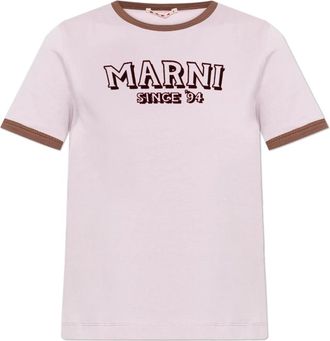Marni Femme, Tops, Violet, Taille: 38 FR Logo T-Shirt