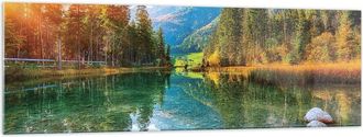 Arttor Panorama Bilder auf Glas 160x50cm Glasbild Landschaft Berge Morgendämmerung Groß XXL Wanddeko Bild im Glas Schlafzimmer Küche Wandbilder Dekoration Wo