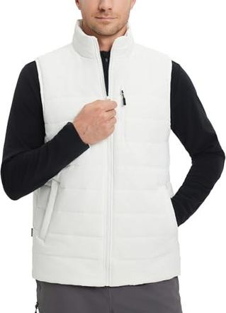 Baleaf Gilet dext&eacute;rieur sans manches coupe-vent doubl&eacute; en polaire avec poche zipp&eacute;e pour la randonn&eacute;e, lentra&icirc;nement, lhiver, les voyages en plein air, blanc