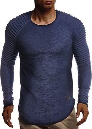 LEIF NELSON LN8310 Sweat-shirt à manches longues pour homme - Col rond - Coupe ajustée - Coton - Blanc - Manches longues - Col rond - Noir - Bleu - Medium