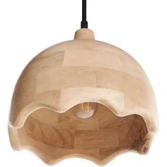 Beliani Beliani - Lampe Suspendue Moderne Boho en Bois de Manguier avec Abat-Jour Rond Marron Clair Gomati
