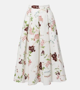 Erdem Bedruckter Midirock aus Baumwollpopeline