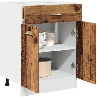 vidaXL vidaXL Armoire de plancher &agrave; tiroir vieux bois 60x46x81,5 cm