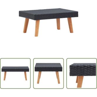 vidaXL Terrassentisch - Garten-Couchtisch Poly Rattan Schwarz