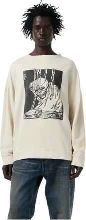 Our Legacy Homme, Sweatshirts et sweats &agrave; capuche, Beige, Taille: XS Slack SweaT-shirt Angry Fan Mail Print