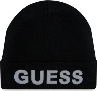 Guess Homme, Accessoires, Noir, Taille: L Bonnet en Laine avec Logo - Noir