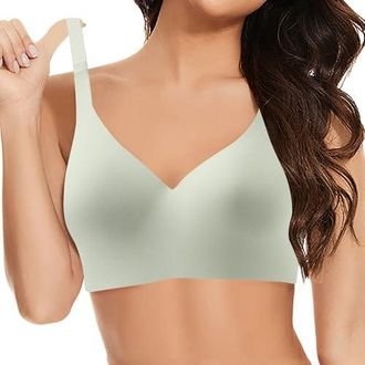 Generic Soutien-gorge d&eacute;contract&eacute; r&eacute;glable et respirant sans anneau en acier, vert clair, 70