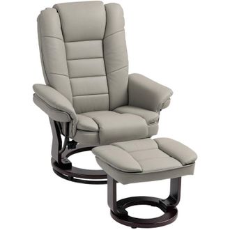 HOMCOM Fauteuil de relaxation avec repose-pied - Rev&ecirc;tement synth&eacute;tique - 85x82x106cm - marron