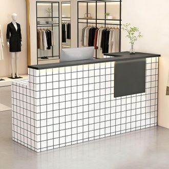 Generic Empfangstheke mit LED-Beleuchtung Empfangstheke mit abschlie&szlig;baren Schubladen Stauraum und Tastaturablage Ideale Kassentheke f&uuml;r B&uuml;ro Zuhause oder Kli