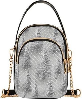 Mnsruu Petit sac &agrave; bandouli&egrave;re en cuir pour femme avec motif sapin et flocon de neige