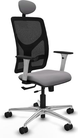 Piqueras y Crespo B&uuml;rostuhl mit wei&szlig;en und schwarzen Armlehnen und festem Kopfteil, ausgestattet mit Syncro/Traslack und Schneideschaum, mit Rollen von 65 mm, Nylon, Sc