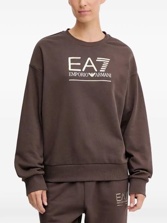 Emporio Armani pull &agrave; d&eacute;tail logo - Marron