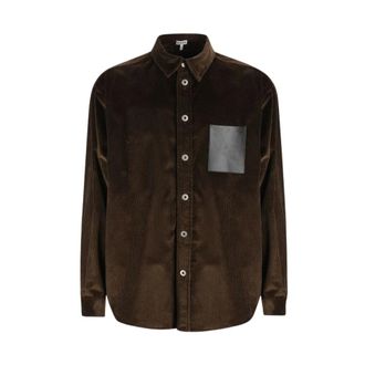 Loewe Corduroy-Hemd mit Leder-Tasche - - Shirts - Herren - Braun - 3XS