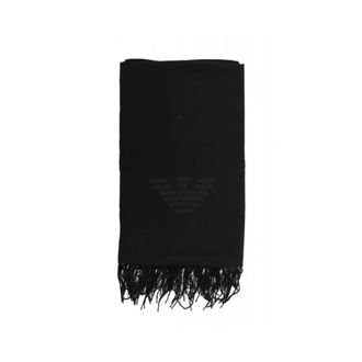 Emporio Armani Schal mit Fransen und Adler-Print - - Accessories - Herren - Schwarzk - ONE SIZE