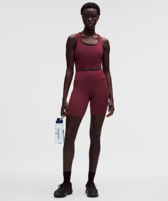 lululemon Fast and Free Shorts mit hohem Bund 5 Taschen f&uuml;r Frauen - 20 cm - Gr&ouml;&szlig;e 2 in Burgundy Bay